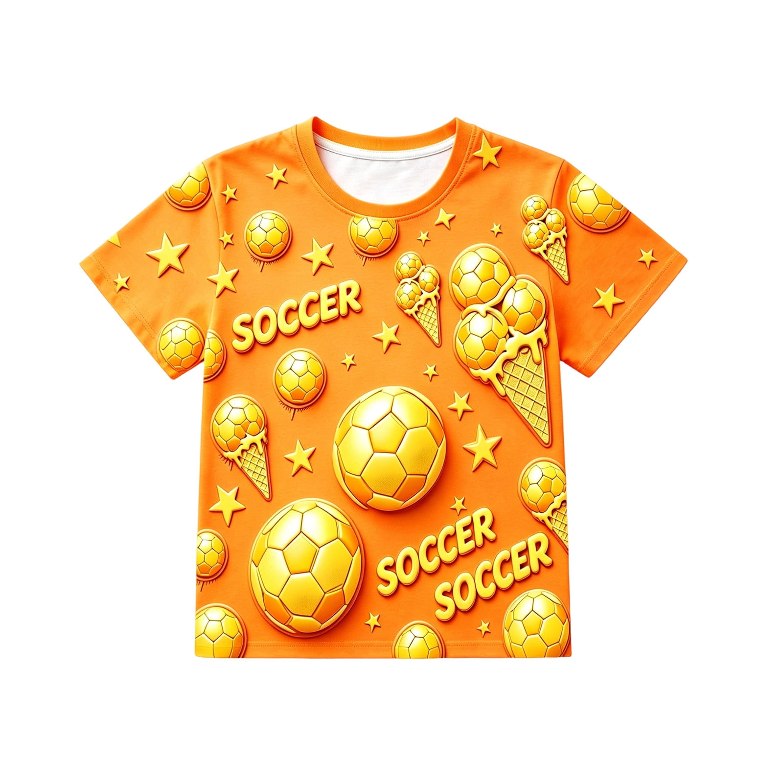 Angala Child Tees Crew Neck Short Sleeve Shirts Soccer Print Summer ...
