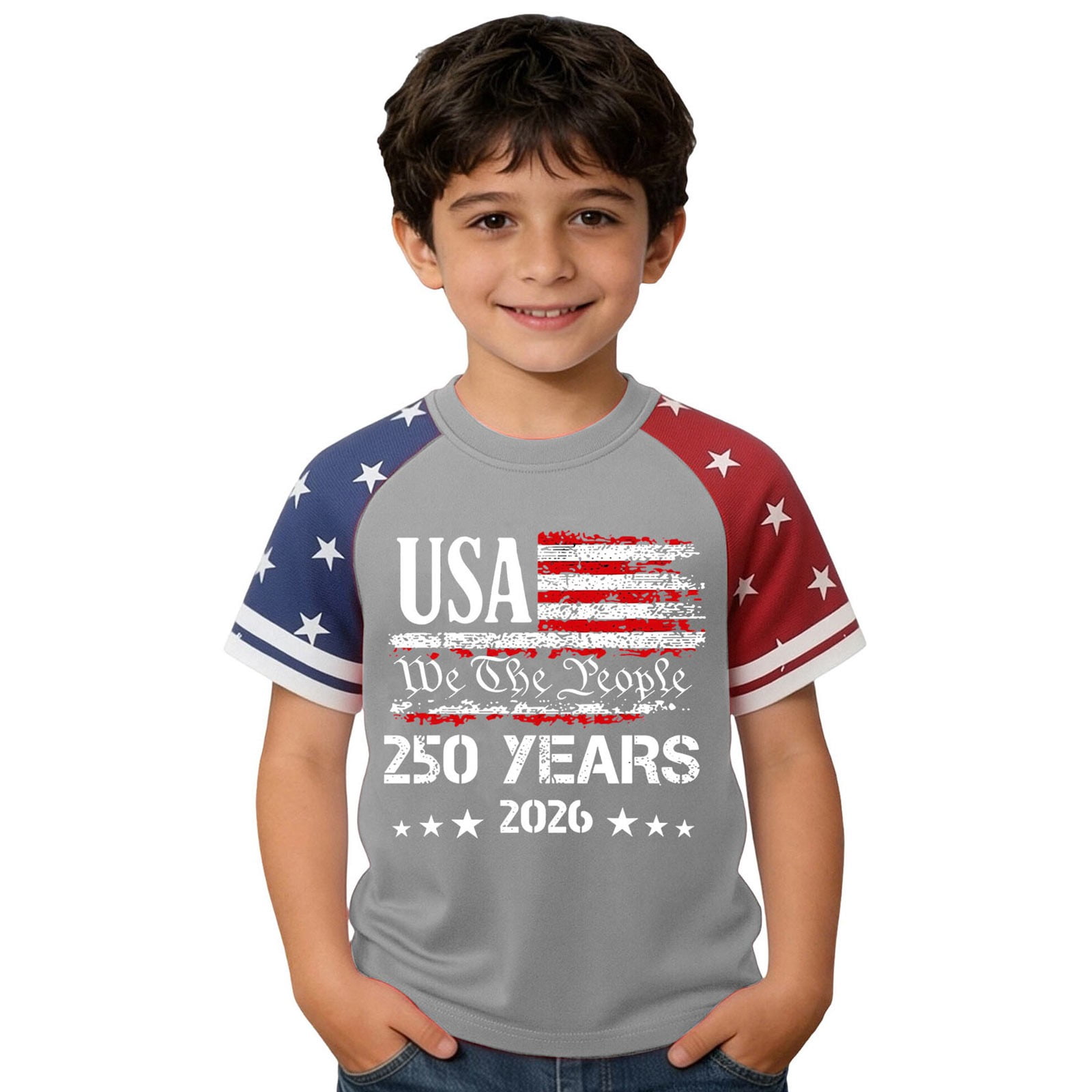 Angala Child Tees Graphic Print Summer Shirts Crew Neck Short Sleeve ...