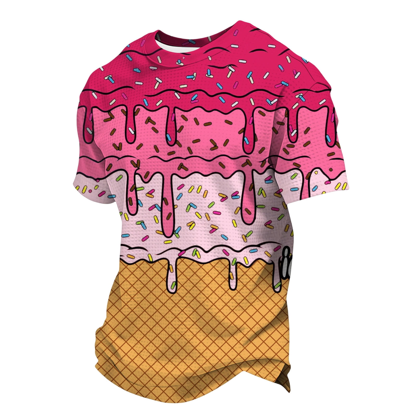 Angala Child Tops Ice Cream Print Summer Shirts Crew Neck Short Sleeve ...