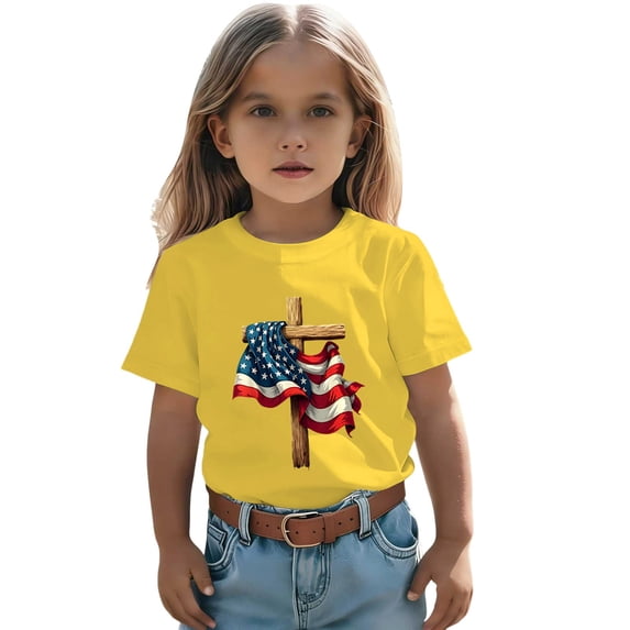 Angala Child Tops Short Sleeve Crew Neck Graphic Print Summer Soft ...