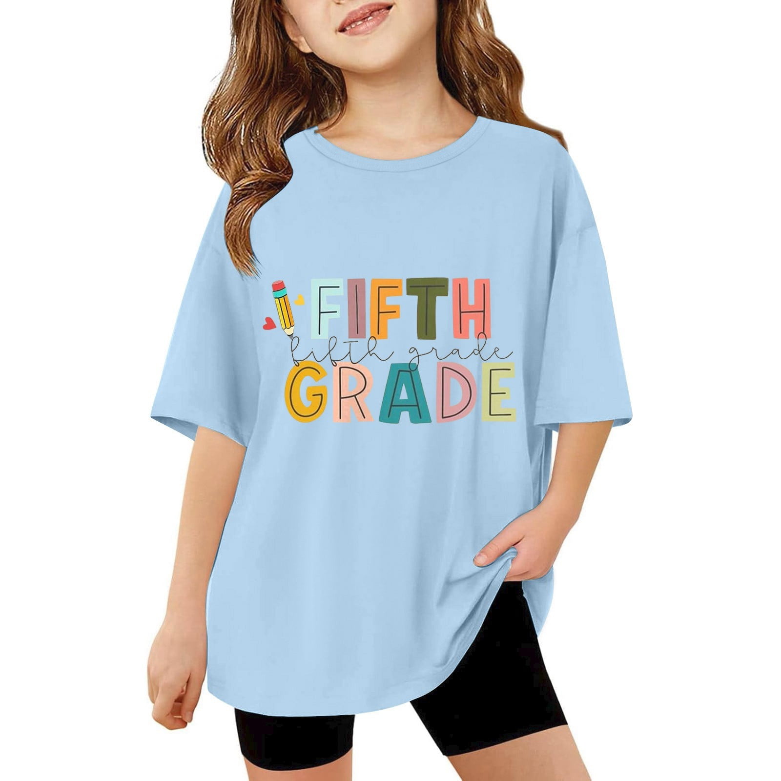 Angala Child Tops Short Sleeve Crew Neck Letter Print Summer Classic ...