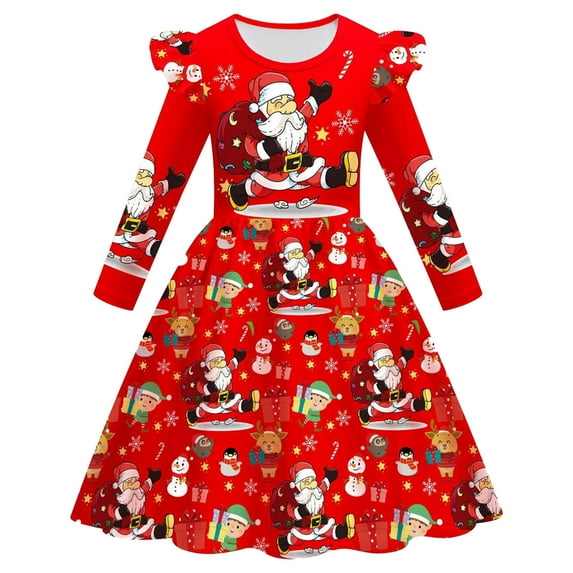 Angala Christmas Child Xmas Girls Dresses Party Dance Kids Christmas ...