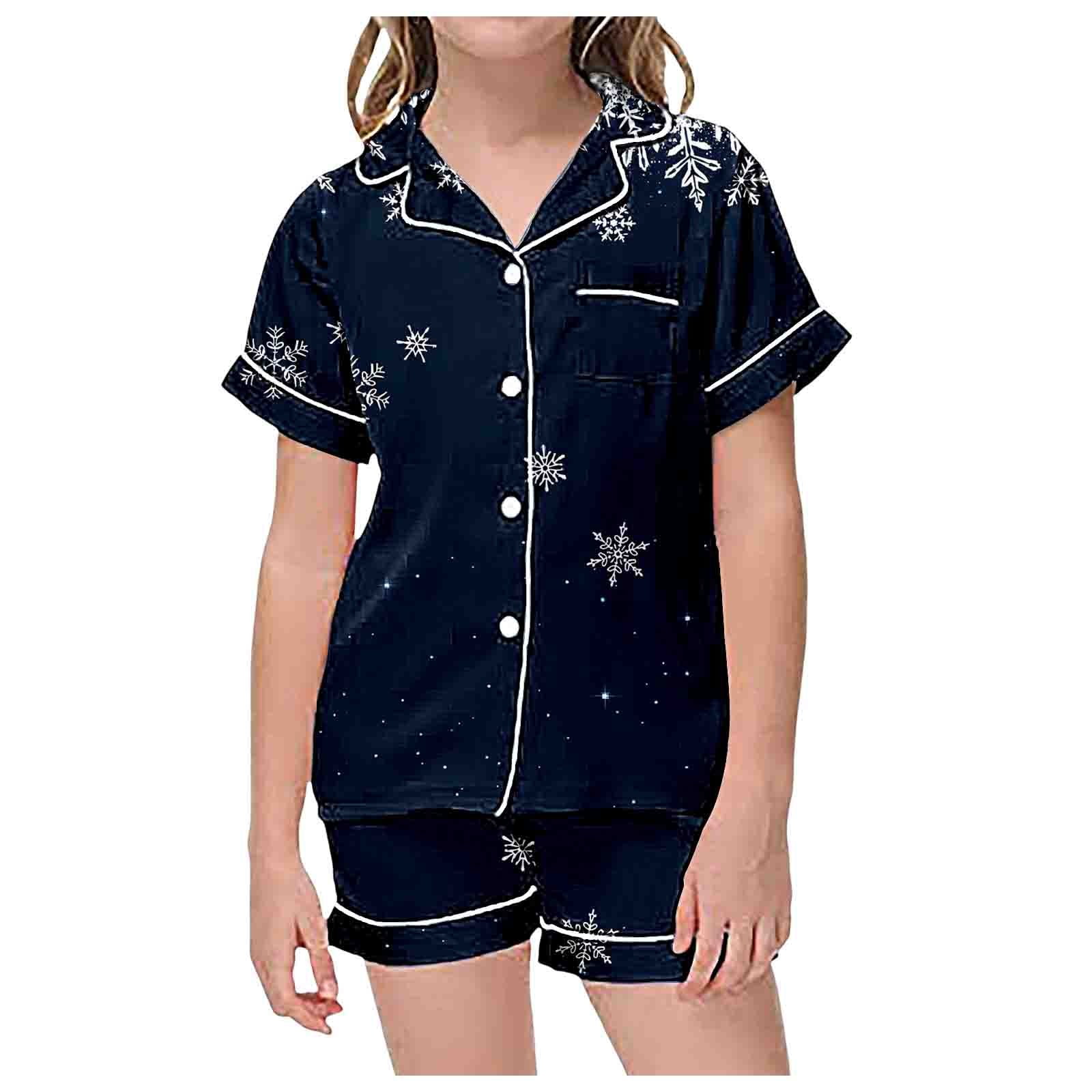 Angala Christmas Children's Casual Printed Button Down Collar Short ...