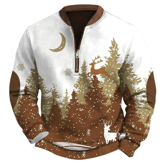 Angala Christmas Fall And Winter Men's 3D Printed Half Zip Sweatshirt ...