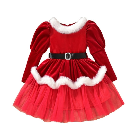 Angala Christmas Girls Christmas Party Dress Elegant Mesh Layered Gown ...