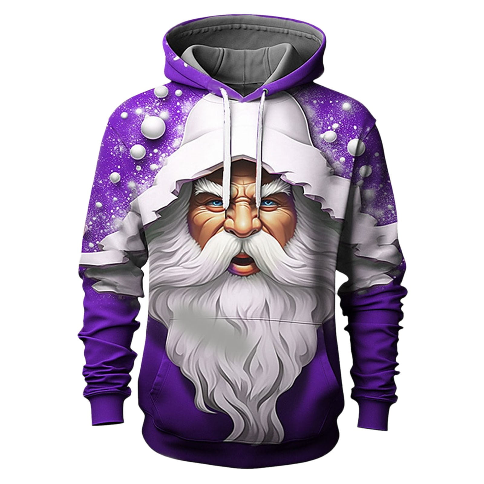 Angala Christmas Men's Hoodie Pullover Reindeer Snowman 3D Print Funny ...