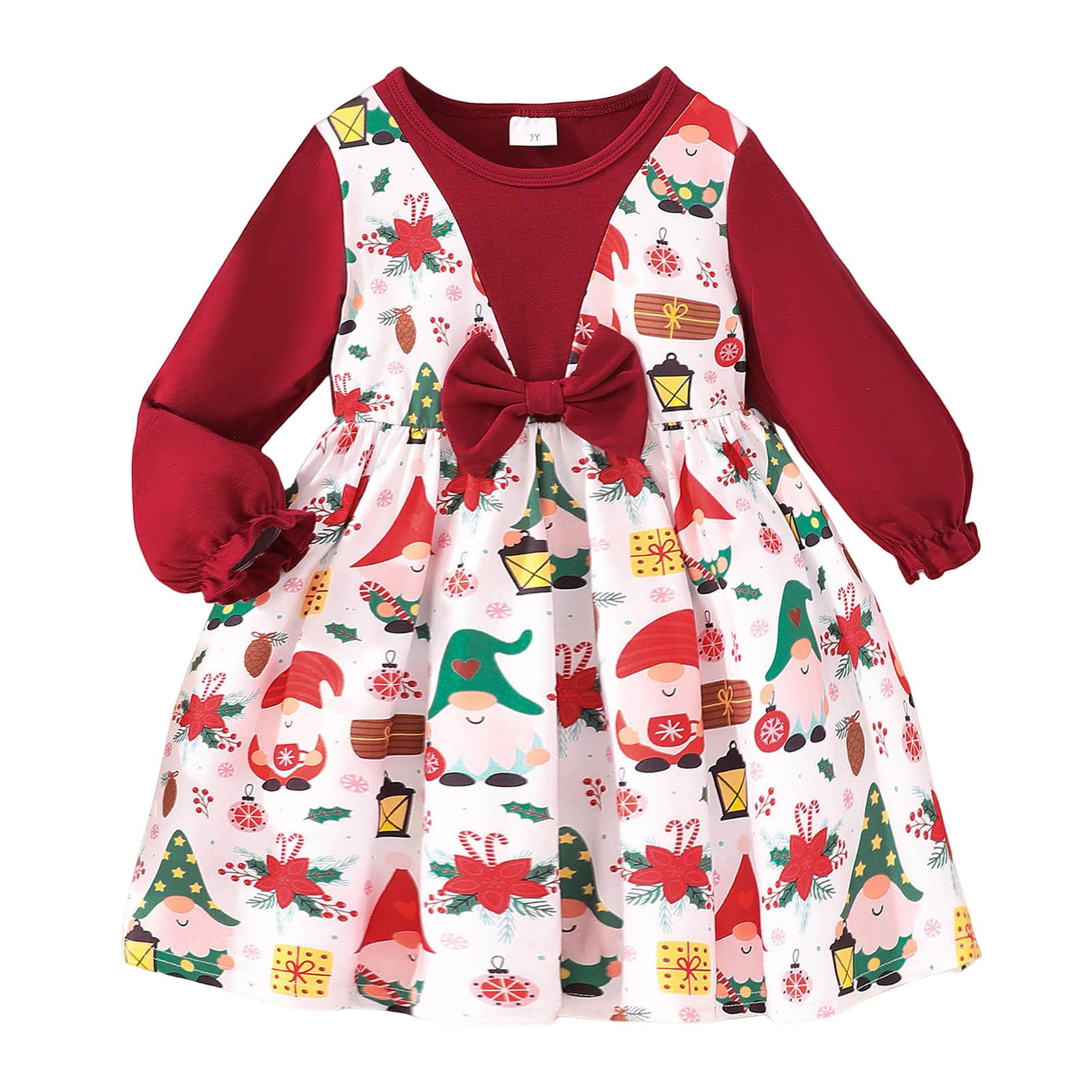 Angala Christmas Toddler Girls Long Sleeve Christmas Cartoon Prints ...