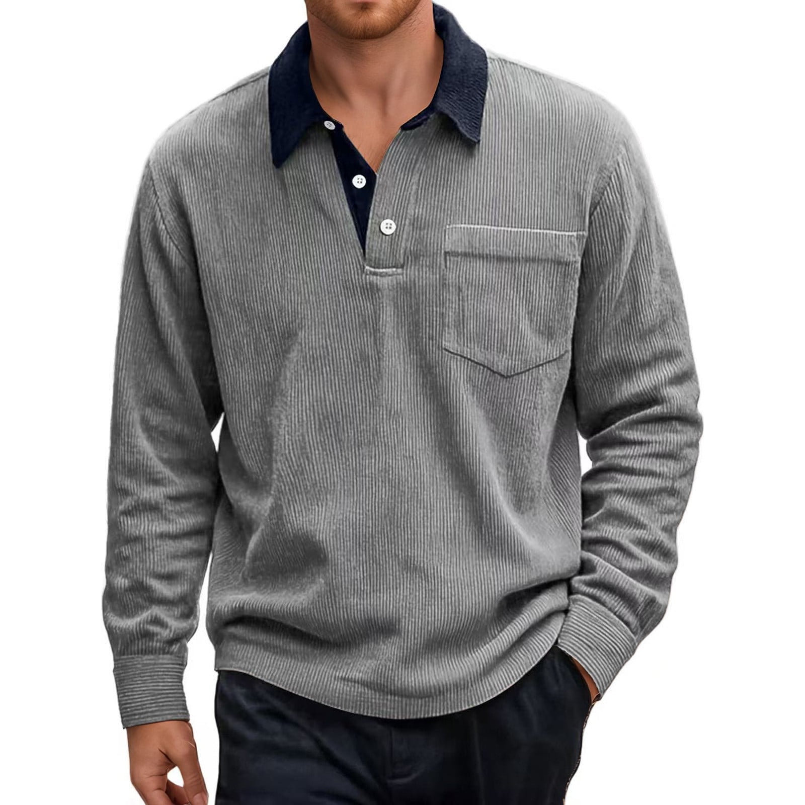 Angala Corduroy Button Down Pocket Long Sleeve Casual Shirt Comfortable ...