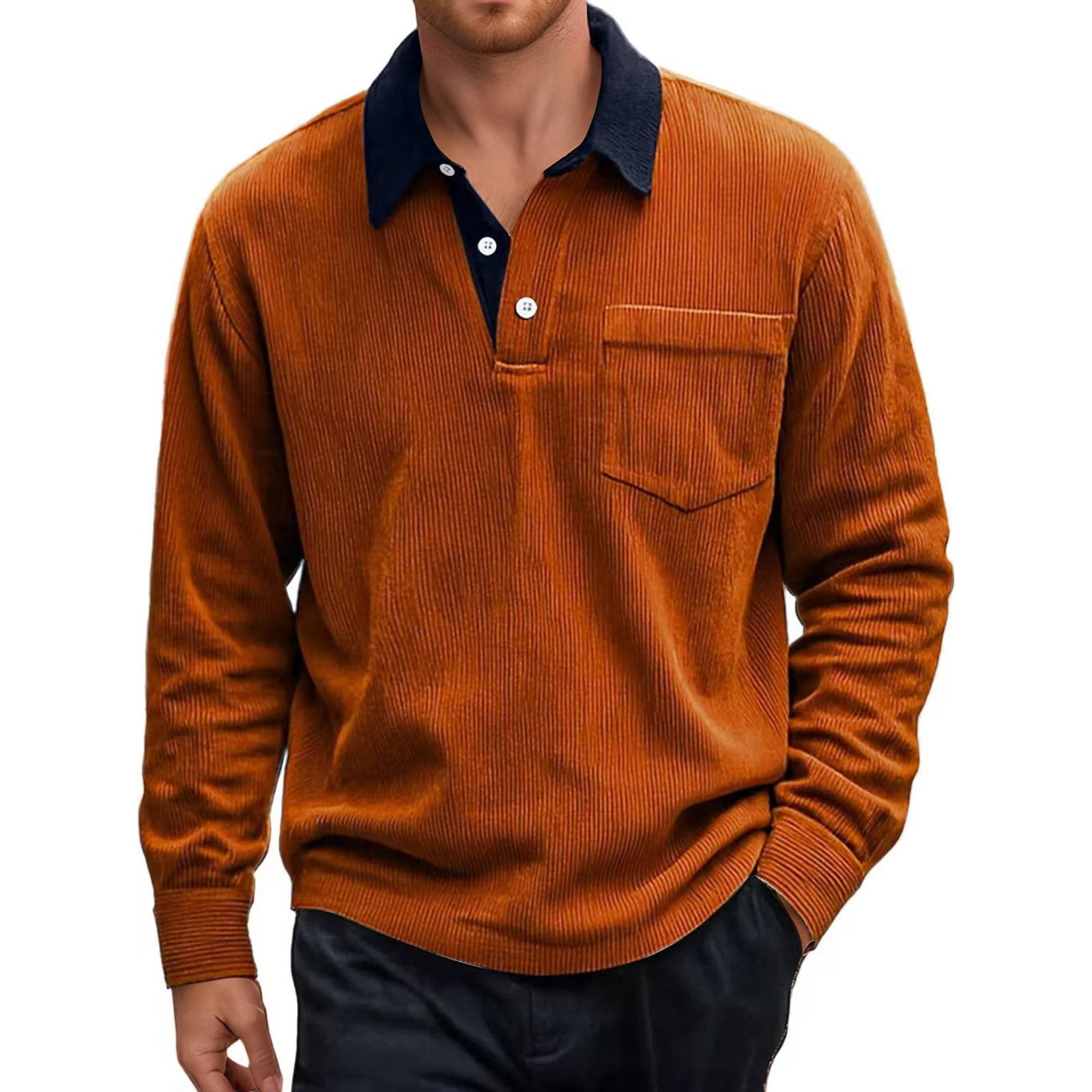 Angala Corduroy Button Down Pocket Long Sleeve Casual Shirt Comfortable ...