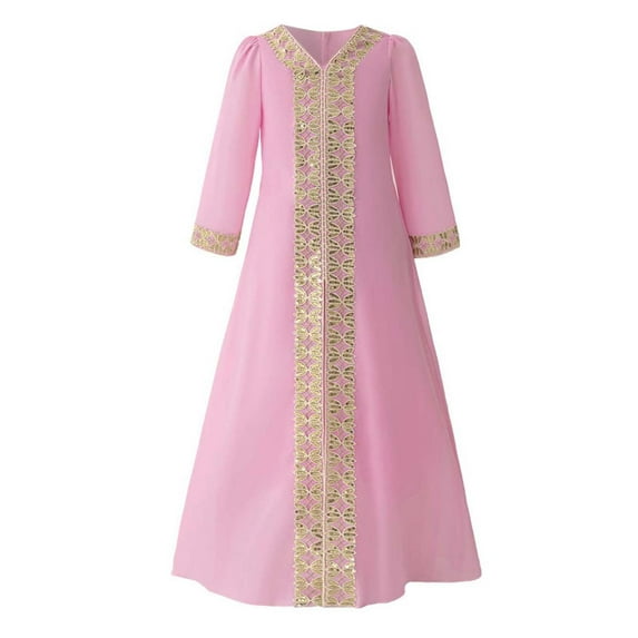 Angala Elegant Embroidered Abaya Dress For Girls Party Gown Long Sleeve ...