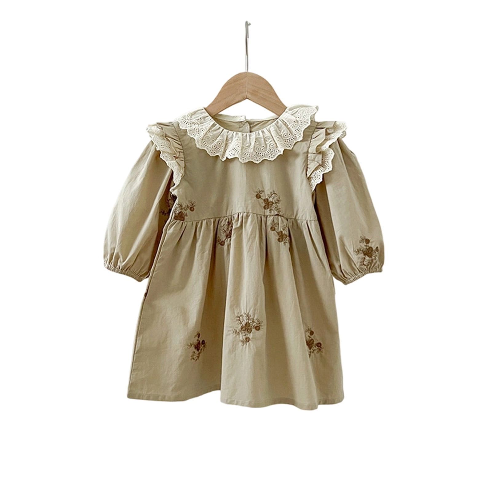 Angala Elegant French Collar Embroidered Floral Dress For Girls With ...