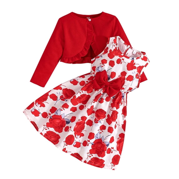 Angala Girls Clothes Sets Crew Neck Long Sleeve Solid Tops With Floral ...