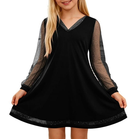 Angala Girls' Dress Long Sleeved V Neck Dress Party Dress Children's ...