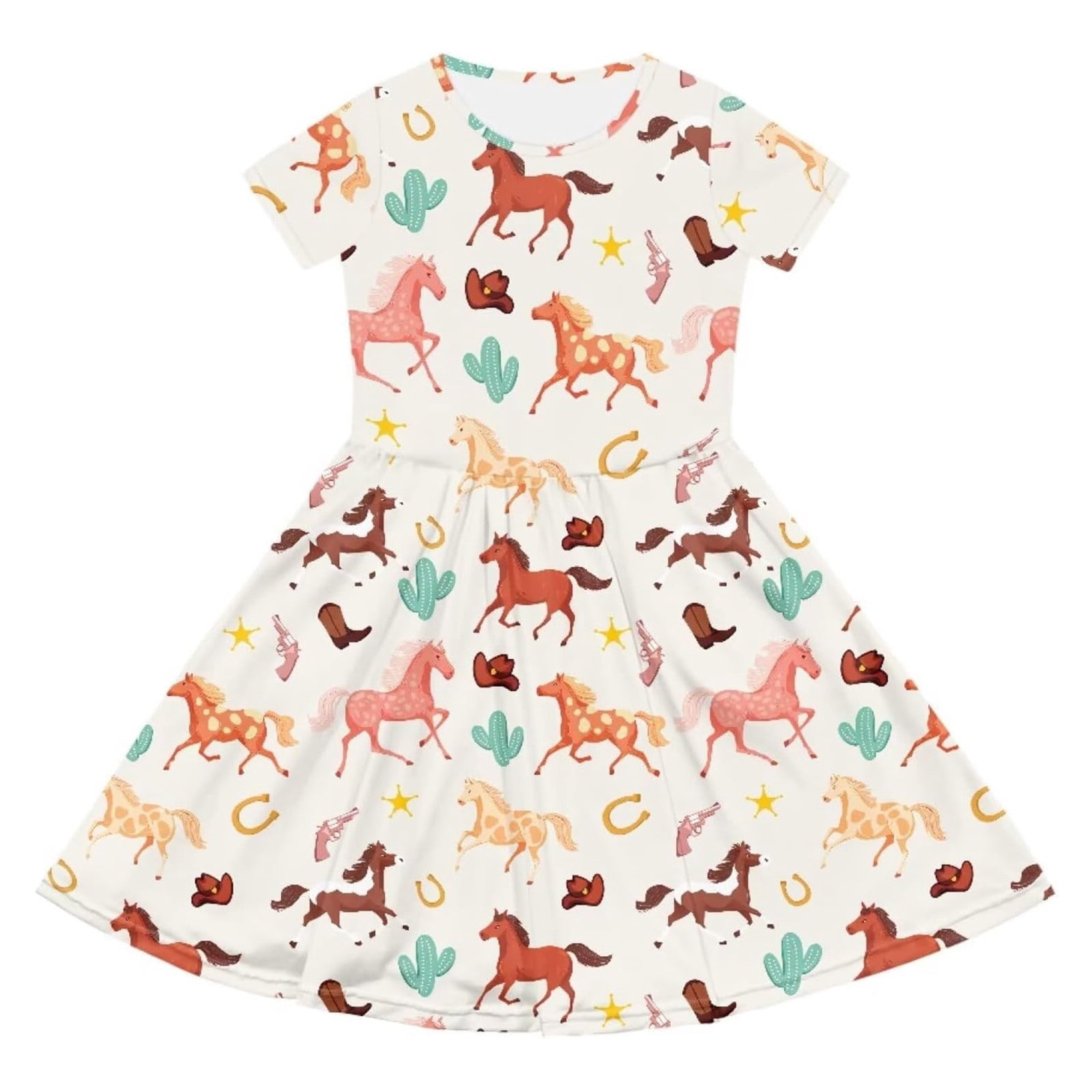 Angala Girls Dresses A Line Dresses Long Sleeve Crew Neck Cartoon Print ...