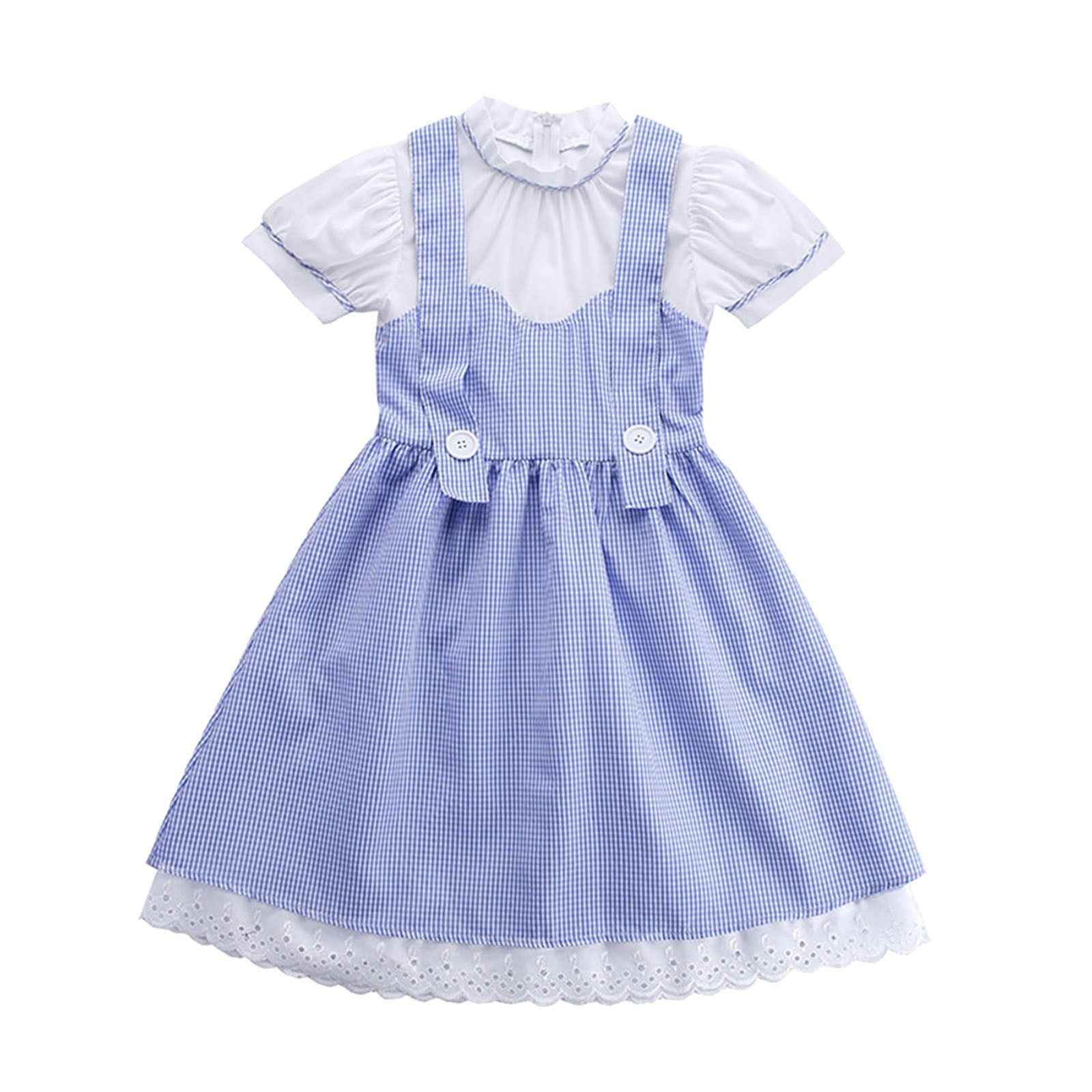 Angala Girls Dresses Casual Party Play Blue Plaid Shoulder Strap ...