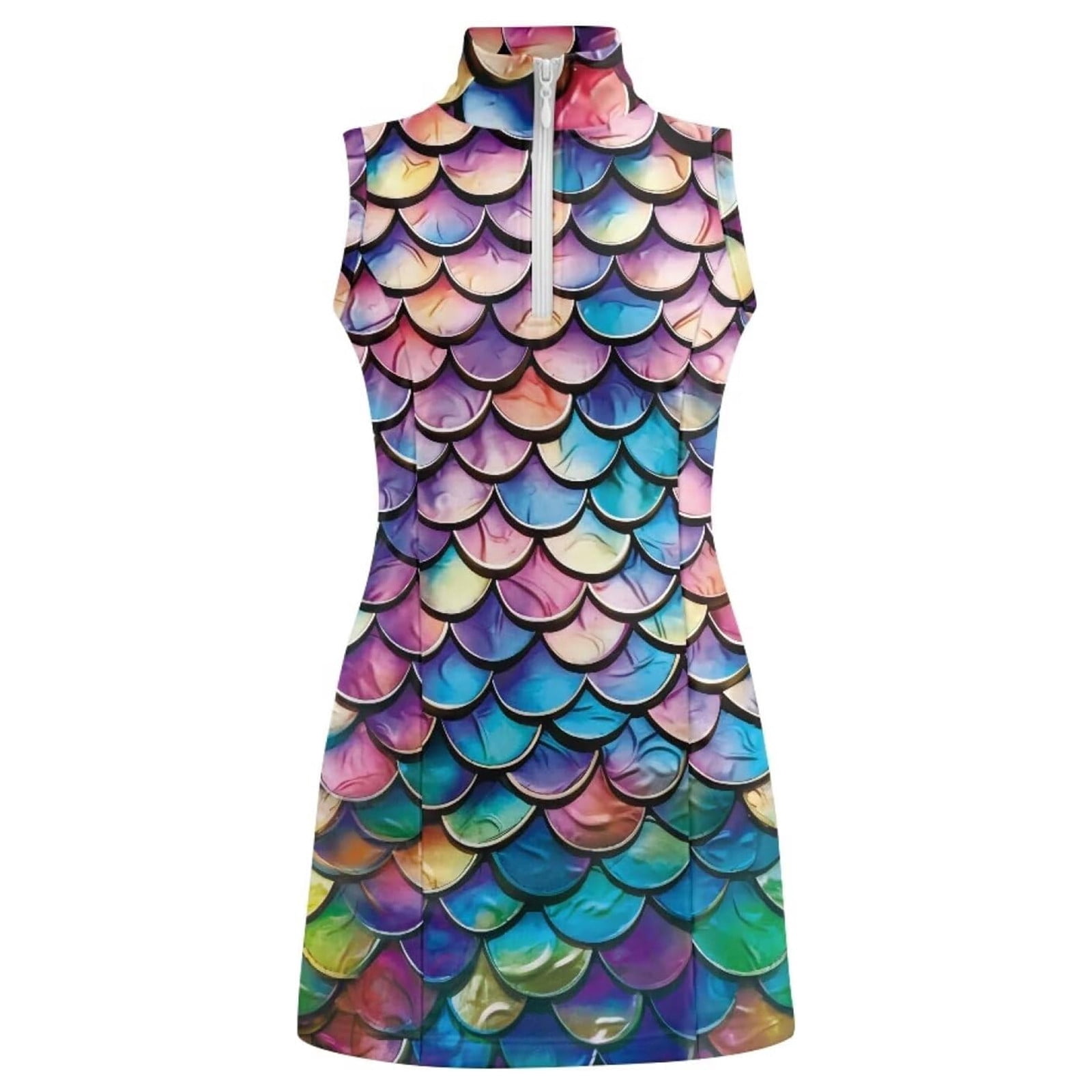 Angala Girls Dresses High Zipped Neck Mini Dresses Sleeveless Graphic ...