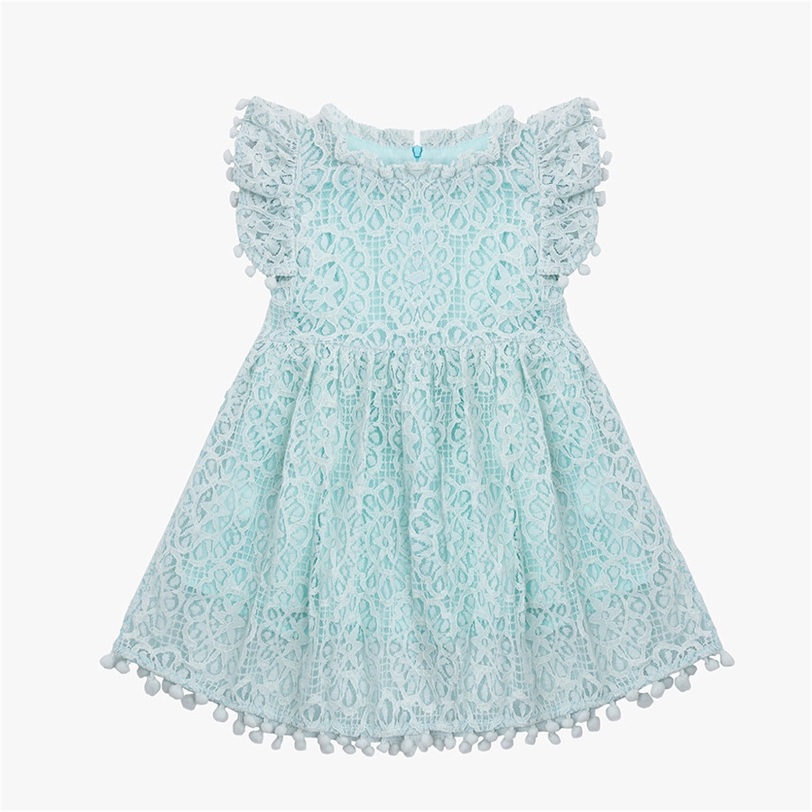 Angala Girls Dresses A Line Dresses Short Sleeve Crew Neck Lace Floral ...