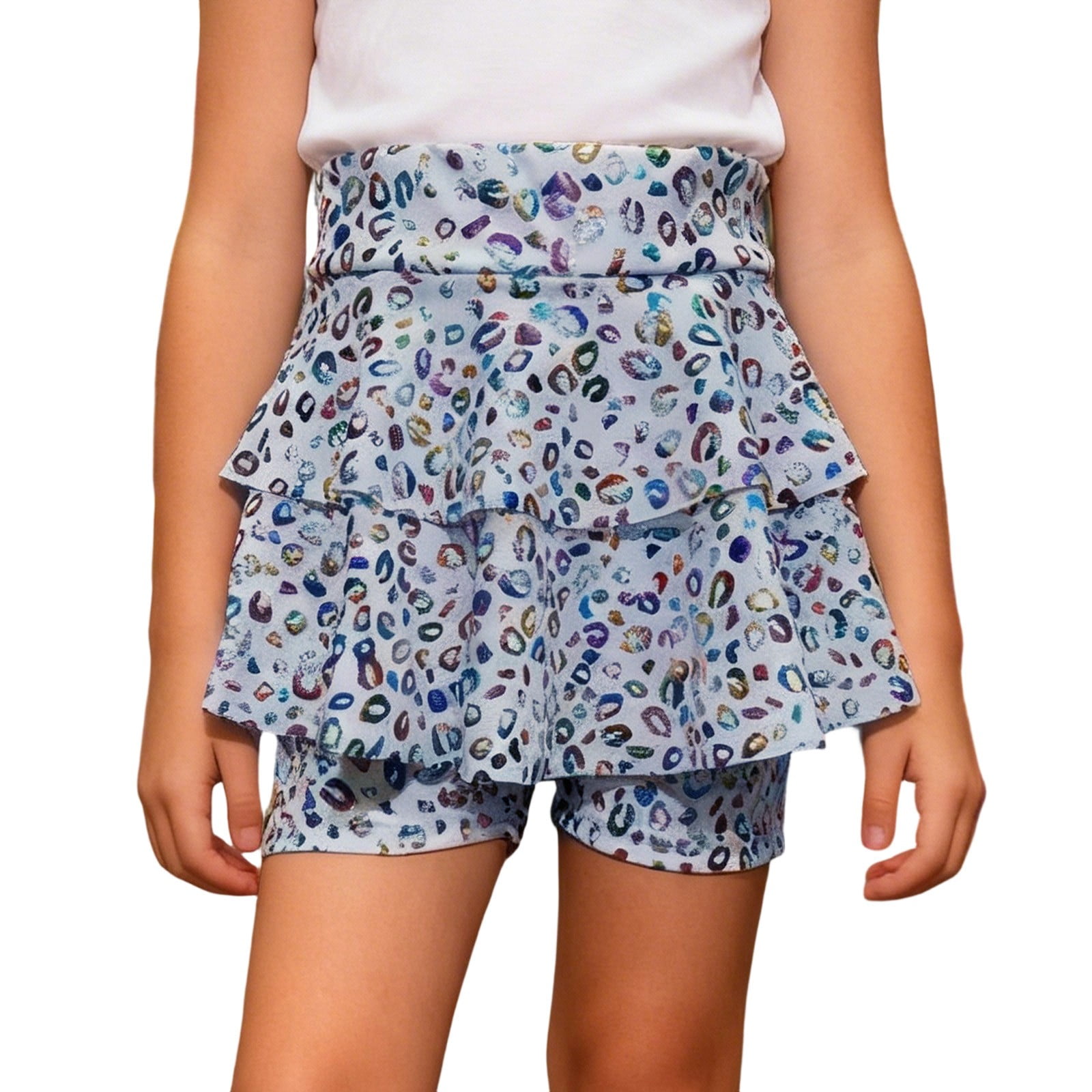 Angala Girls Glitter Leopard Print Performance Shorts With Tutu Skirt ...