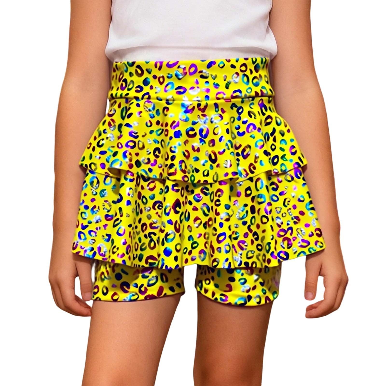 Angala Girls Glitter Leopard Print Performance Shorts With Tutu Skirt ...