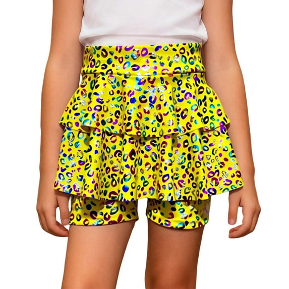 Angala Girls Glitter Leopard Print Performance Shorts With Tutu Skirt ...