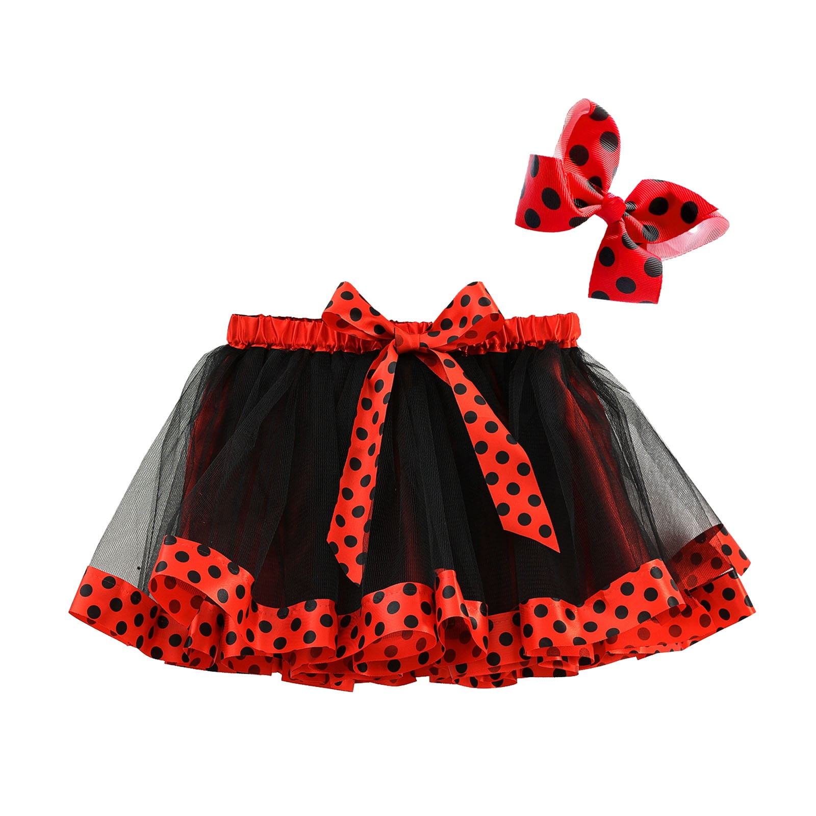 Angala Girls Polka Tutu Skirt Layered Party Dress With Bow For Pretend ...