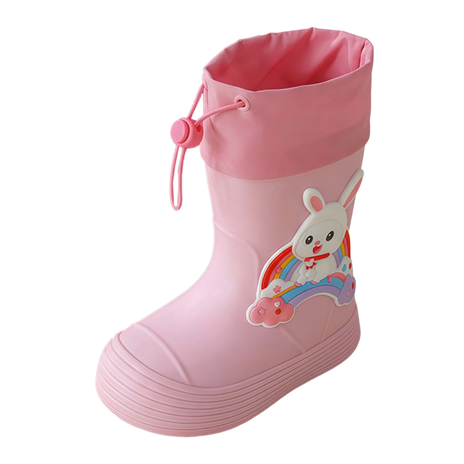 Angala Girls Rain Boots Adjustable Mid Calf Cartoon Rabbit Appliques ...