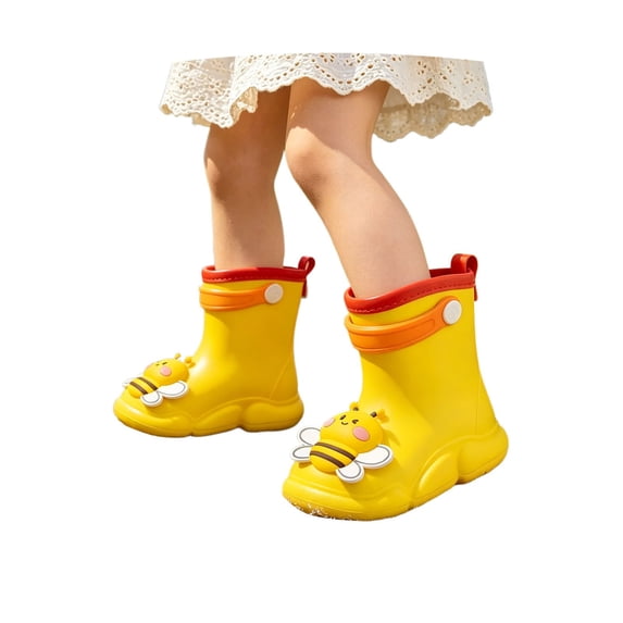 Angala Girls Rain Boots Mid Calf Bee Appliques Waterproof Comfortable ...