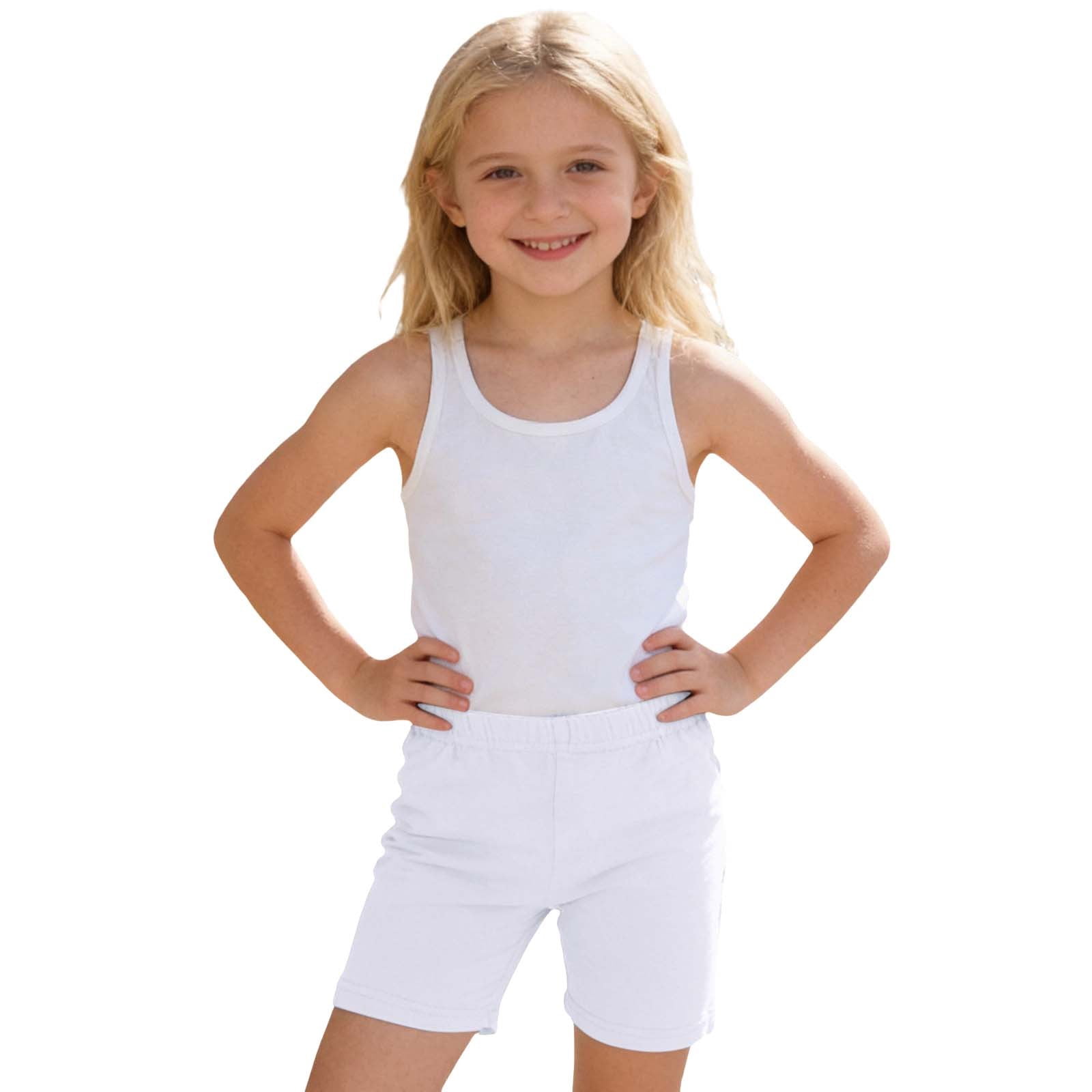 Angala Girls Shorts Solid Shorts Elastic Waist Summer Slim Fit Straight ...
