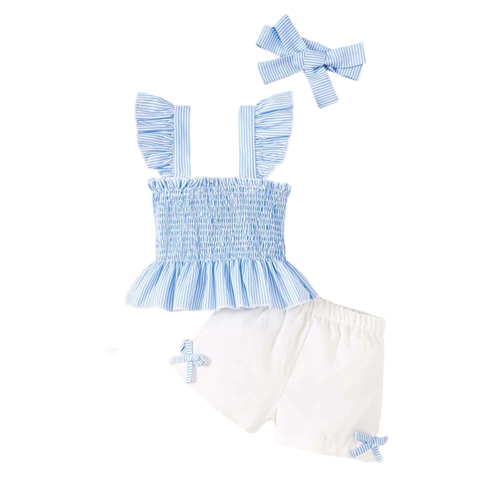 Angala Girls Summer Clothes Sets Square Neck Sleeveless Striped Tops ...