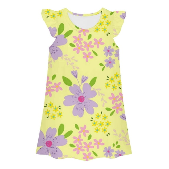 Angala Girls Summer Dress Casual Round Neck Sleeveless Loose Fit Home ...