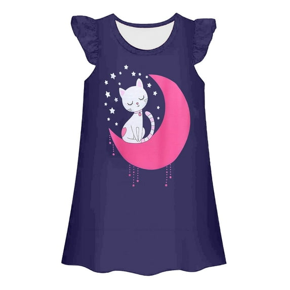 Angala Girls Summer Dress Casual Round Neck Sleeveless Loose Fit Home ...