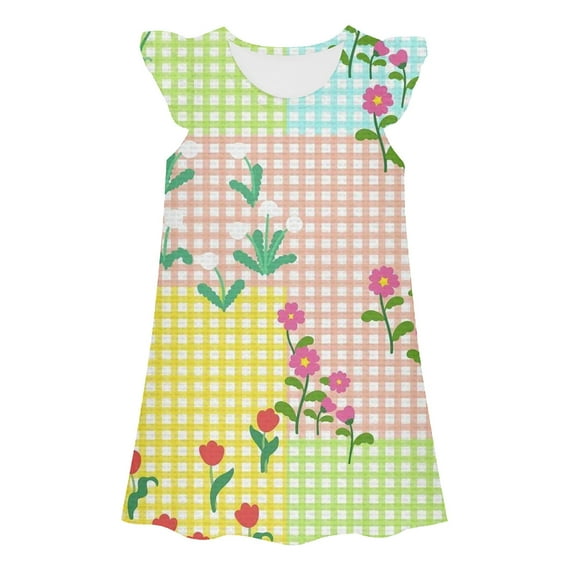 Angala Girls Summer Dress Casual Round Neck Sleeveless Loose Fit Home ...