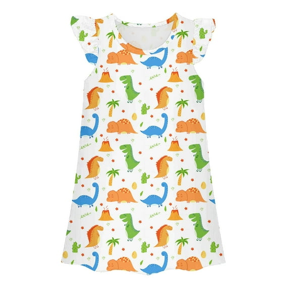 Angala Girls Summer Dress Casual Round Neck Sleeveless Loose Fit Home ...