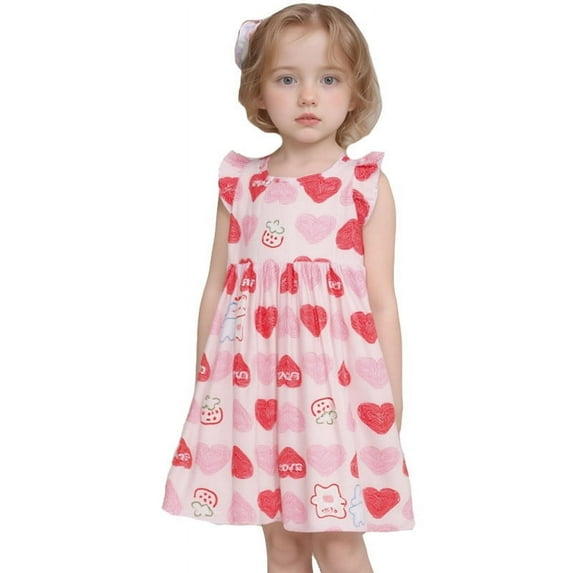 Angala Girls Summer Dresses Floral Casual Loose Fit Round Neck Strap ...