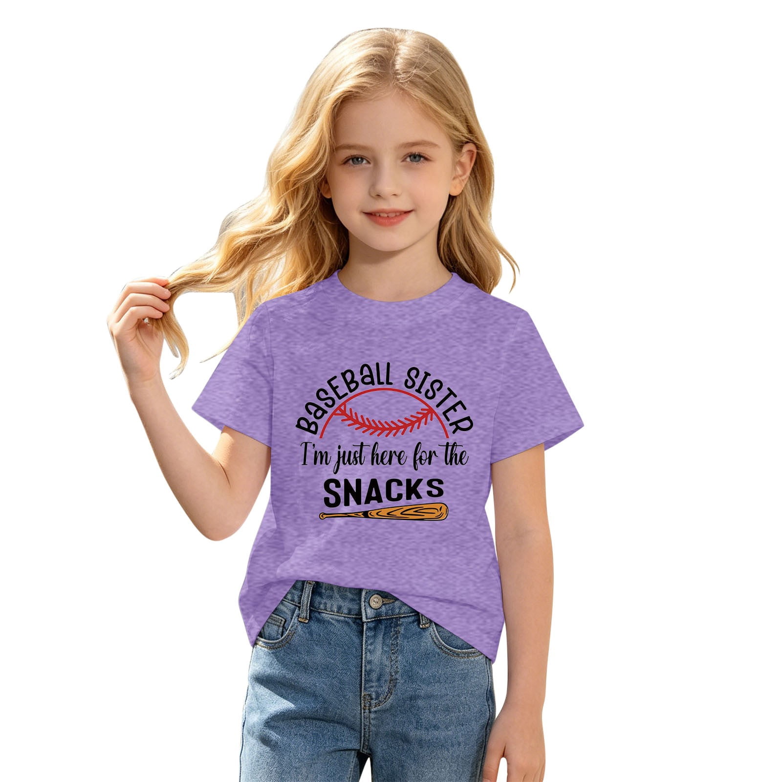 Angala Girls T Shirts Basketball Print Crew Neck Short Sleeve Summer ...