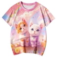 Angala Girls T Shirts Cartoon Print Crew Neck Short Sleeve Summer Cute ...