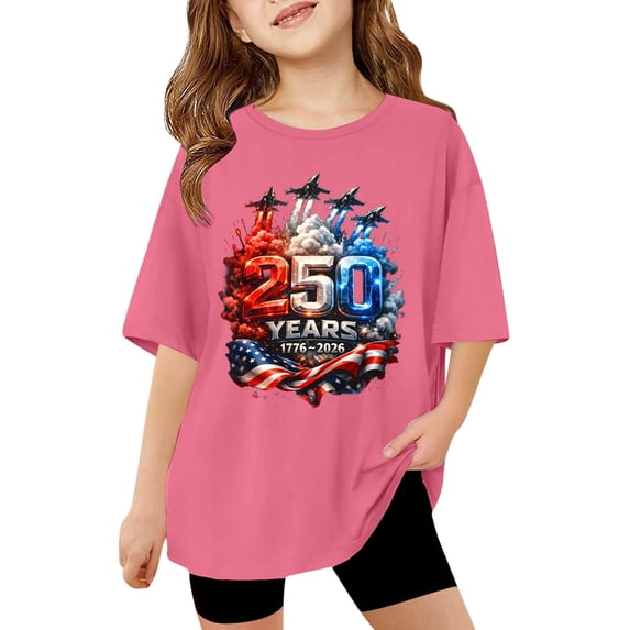Angala Girls T Shirts Short Sleeve Crew Neck Graphic Print Summer ...