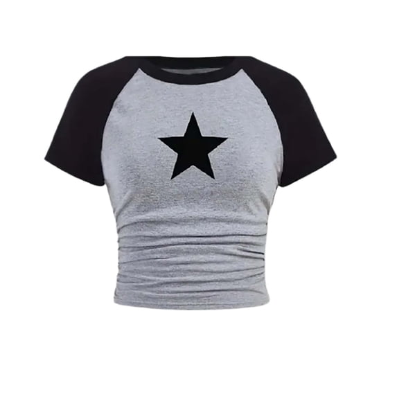 Angala Girls T Shirts Star Print Crew Neck Short Sleeve Summer Sim Fit ...