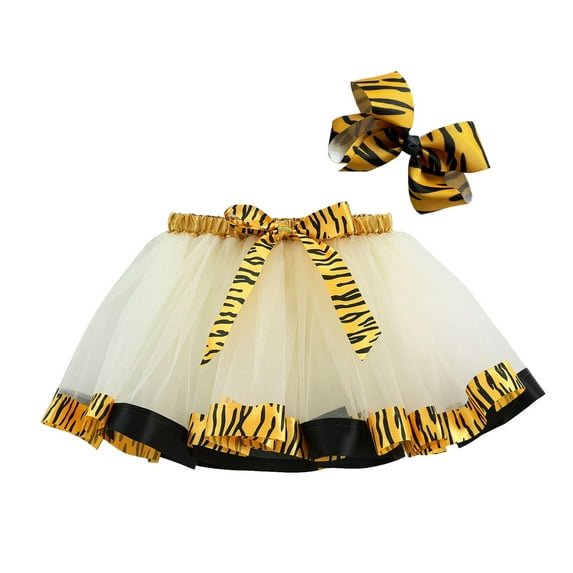 Angala Girls Tutu Skirt With Leopard Print Bowknot Party Dress For Soft ...