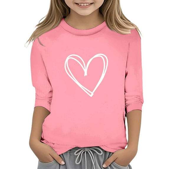 Angala Girls' Valentine's Day Print Fashion Functional Crew Neck 3/4 ...