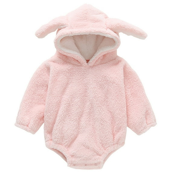Angala Infant Girls Autumn Winter Long Sleeve Rabbit Ears Hooded Romper ...