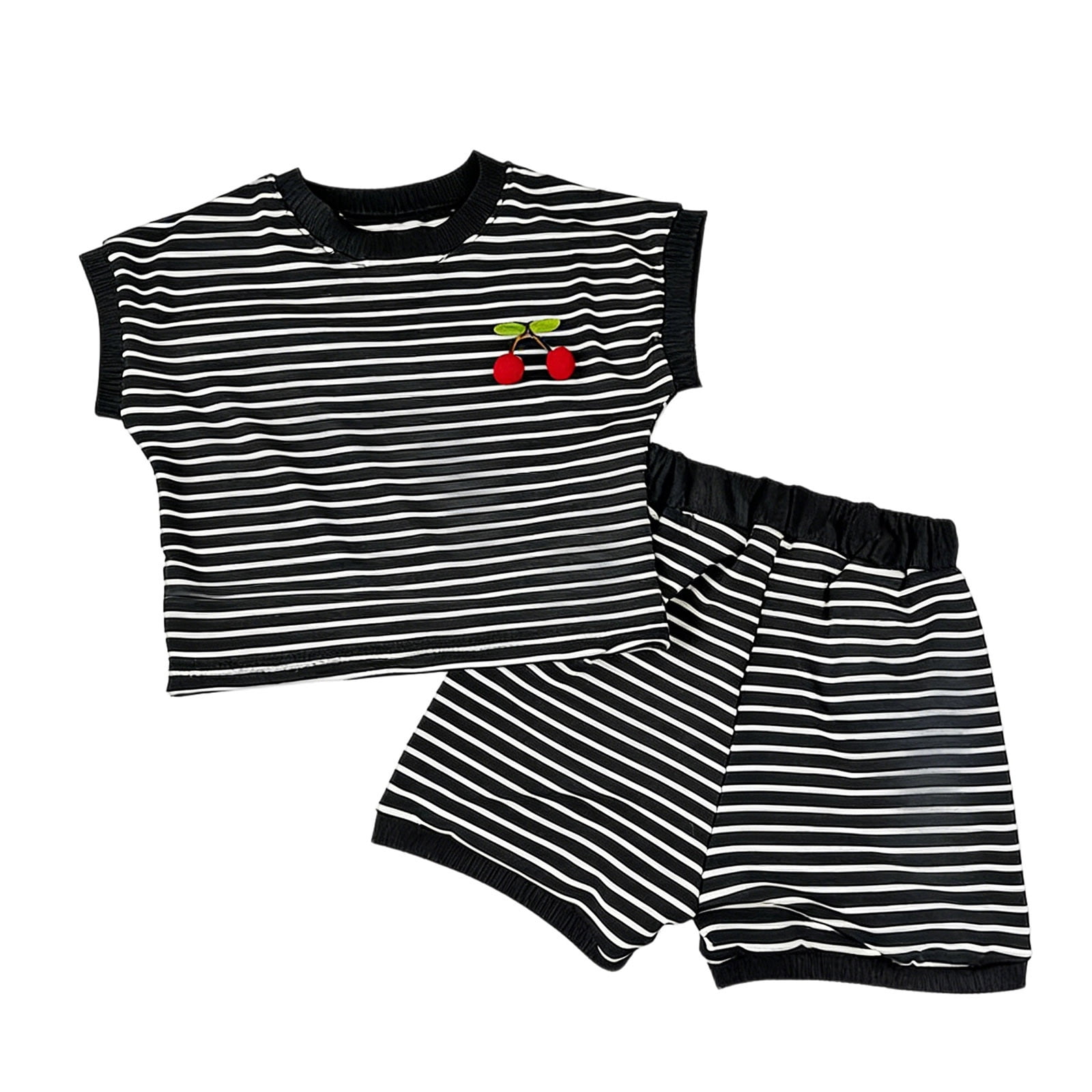 Angala Kids Clothes Sets Crew Neck Short Sleeve Striped Tops With ...
