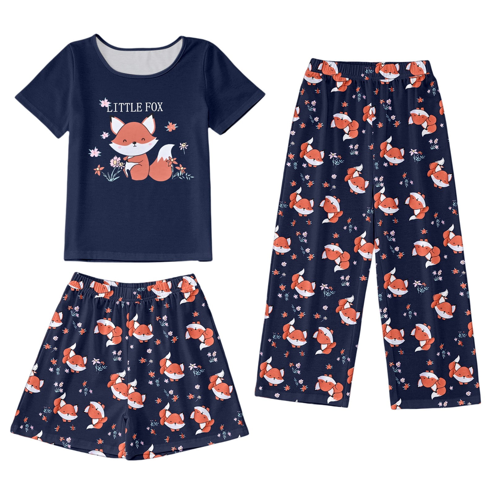 Angala Kids Clothes Sets Short Sleeve Crew Neck Cartoon Print Tops With ...