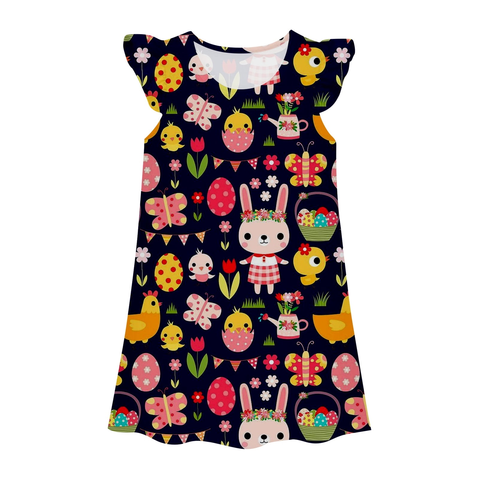 Angala Kids Girls Easter Print Princess Dress Gown Toddlers Casual Wear ...
