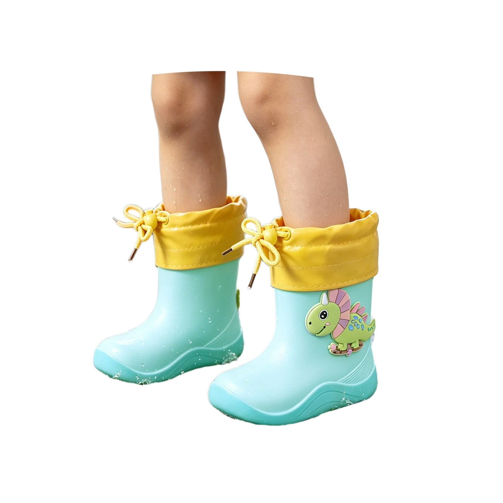Angala Kids Rain Boots Waterproof Mid Calf Adjustable Cartoon Dinosaur ...