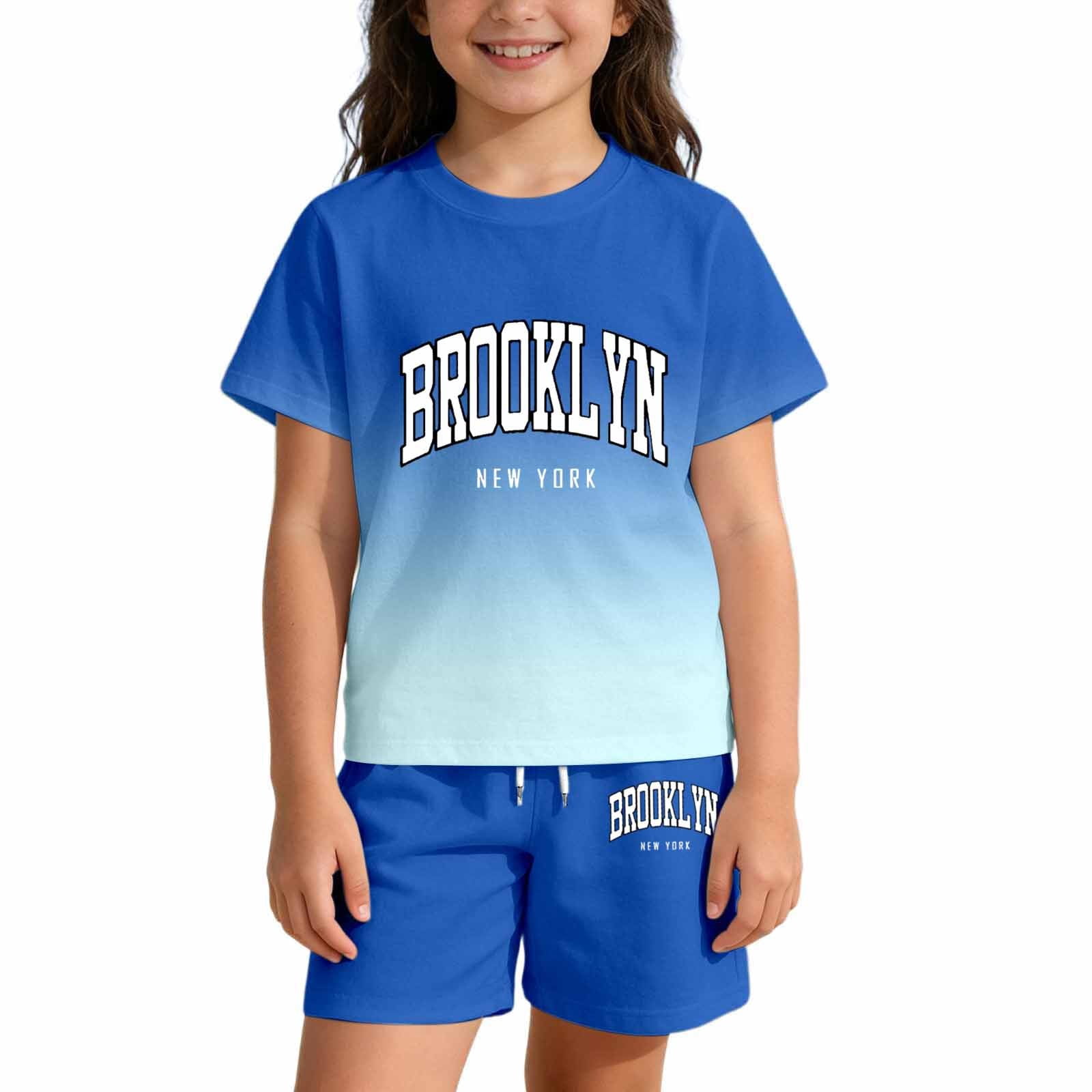 Angala Kids Sets Crew Neck Short Sleeve Letter Print Tops With Shorts ...