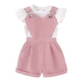 Angala Kids Sets Crew Neck Short Sleeve Solid Tops With Short Overalls ...