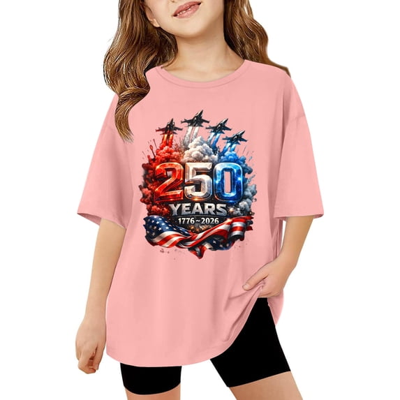 Angala Kids Shirts Short Sleeve Crew Neck Graphic Print Summer ...