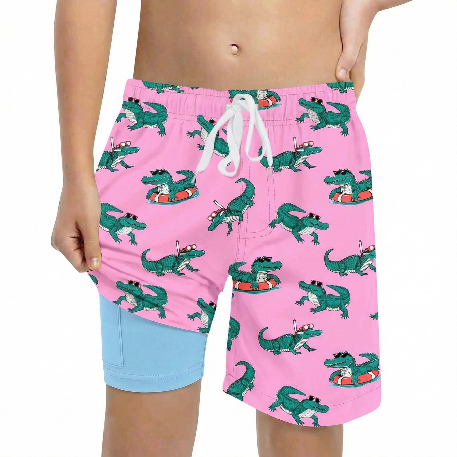 Angala Kids Shorts Cartoon Print Elastic Waist Swim Trunks Summer ...