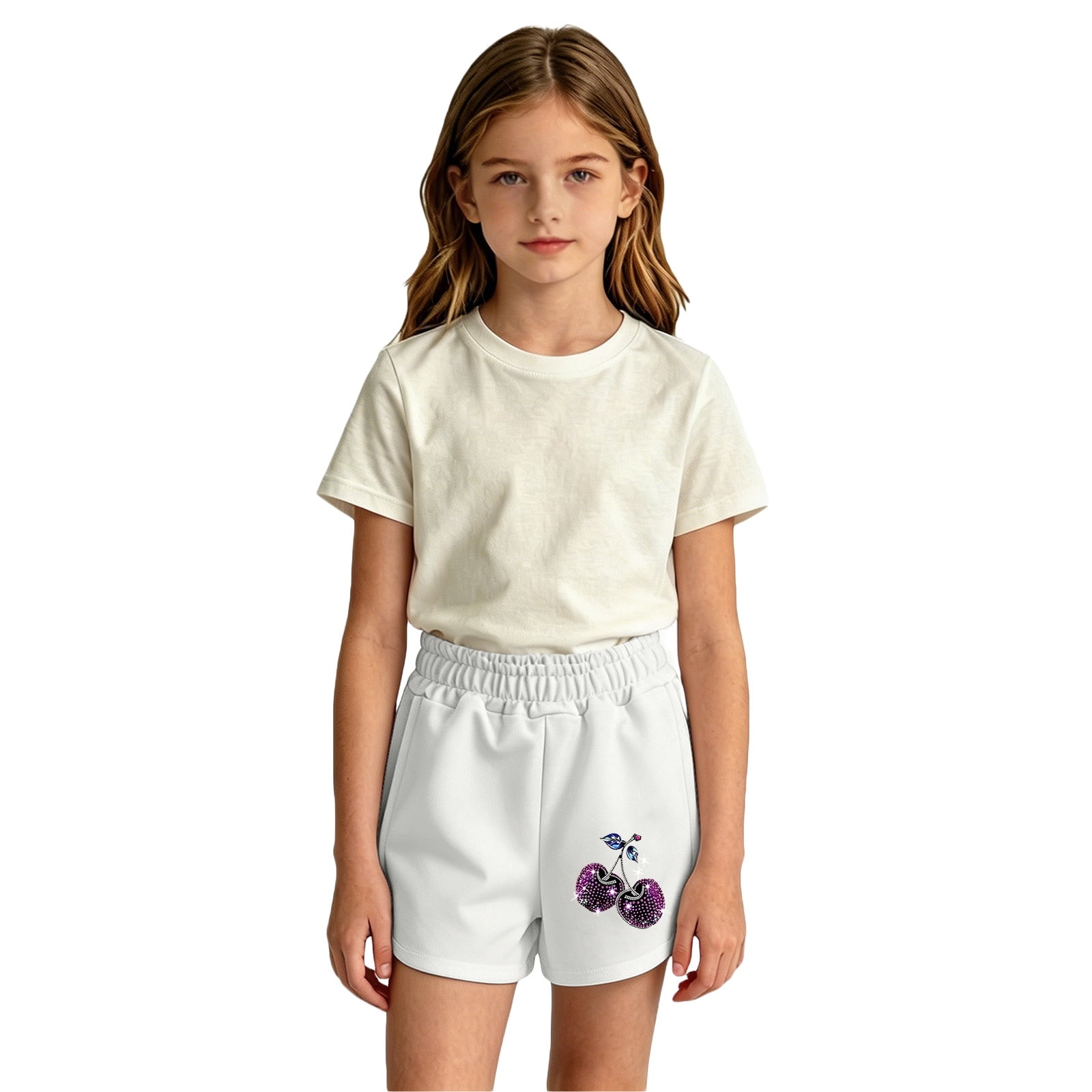 Angala Kids Shorts Cherry Print Shorts Elastic Waist Summer Cute Soft ...